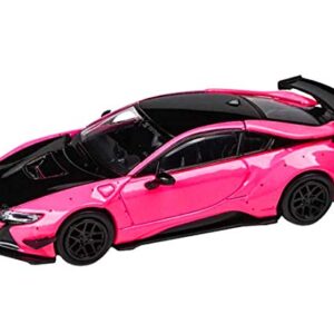 i8 Liberty Walk Hot Pink and Black 1/64 Diecast Model Car by Paragon PA-55150