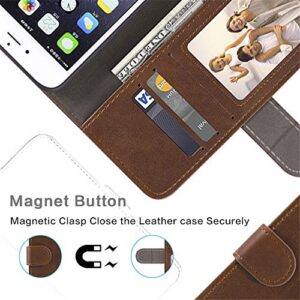 Shantime Xiaomi Redmi Note 10 Pro Case, Leather Wallet Case with Cash & Card Slots Soft TPU Back Cover Magnet Flip Case for Xiaomi Redmi Note 10 Pro Brown