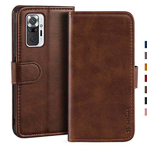 Shantime Xiaomi Redmi Note 10 Pro Case, Leather Wallet Case with Cash & Card Slots Soft TPU Back Cover Magnet Flip Case for Xiaomi Redmi Note 10 Pro Brown