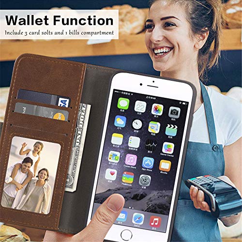 Shantime Xiaomi Redmi Note 10 Pro Case, Leather Wallet Case with Cash & Card Slots Soft TPU Back Cover Magnet Flip Case for Xiaomi Redmi Note 10 Pro Brown