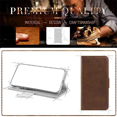 Shantime Xiaomi Redmi Note 10 Pro Case, Leather Wallet Case with Cash & Card Slots Soft TPU Back Cover Magnet Flip Case for Xiaomi Redmi Note 10 Pro Brown