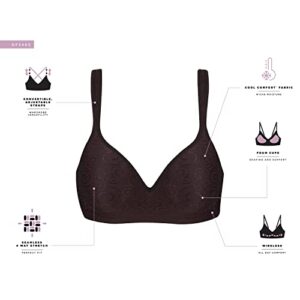 Bali Comfort Revolution Wireless Bra, Full-Coverage Wirefree Bra, Wireless Everyday Bra with Cool Comfort Fabric, Almond Zag, 36D