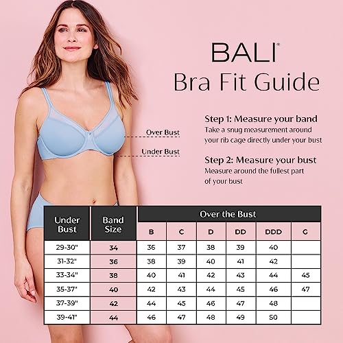 Bali Comfort Revolution Wireless Bra, Full-Coverage Wirefree Bra, Wireless Everyday Bra with Cool Comfort Fabric, Almond Zag, 36D