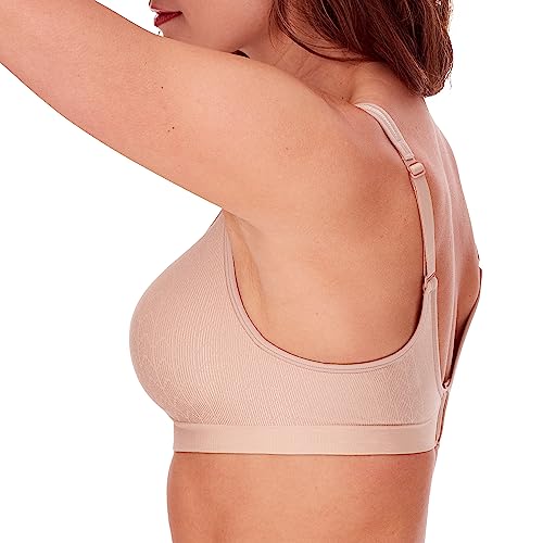 Bali Comfort Revolution Wireless Bra, Full-Coverage Wirefree Bra, Wireless Everyday Bra with Cool Comfort Fabric, Almond Zag, 36D