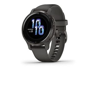 garmin venu 2s, smaller-sized gps smartwatch with advanced health monitoring and fitness features, slate bezel with graphite case and silicone band