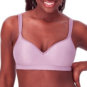 bali comfort revolution wireless bra, full-coverage wirefree bra, wireless everyday bra with cool comfort fabric, perfectly purple zag, 36d