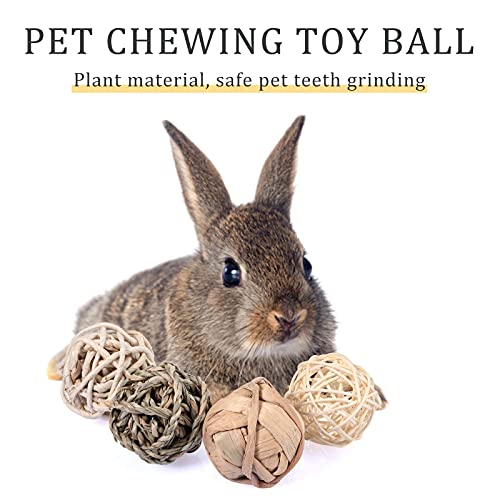 15 Pieces Small Animal Chew Ball Toy Rolling Activity Play Balls Bunny Treat Ball Grass Ball Pet Cage Accessories for Rabbits Guinea Pigs Chinchilla Teeth Grinding Gnawing Biting (Classic Style)