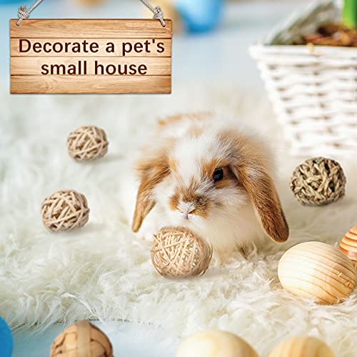 15 Pieces Small Animal Chew Ball Toy Rolling Activity Play Balls Bunny Treat Ball Grass Ball Pet Cage Accessories for Rabbits Guinea Pigs Chinchilla Teeth Grinding Gnawing Biting (Classic Style)