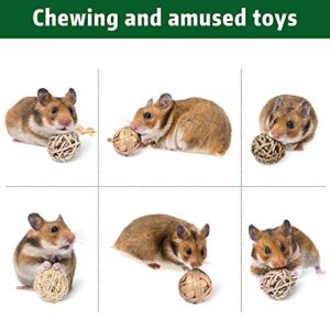 15 Pieces Small Animal Chew Ball Toy Rolling Activity Play Balls Bunny Treat Ball Grass Ball Pet Cage Accessories for Rabbits Guinea Pigs Chinchilla Teeth Grinding Gnawing Biting (Classic Style)