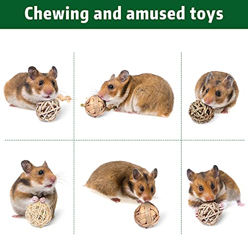 15 Pieces Small Animal Chew Ball Toy Rolling Activity Play Balls Bunny Treat Ball Grass Ball Pet Cage Accessories for Rabbits Guinea Pigs Chinchilla Teeth Grinding Gnawing Biting (Classic Style)