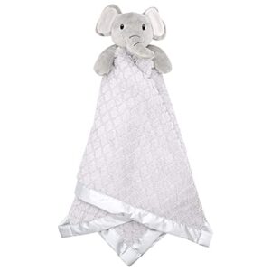 everyday kids large lovey baby security blanket for boys and girls sweet elephant stuffed animal on 30” gender neutral gray snuggle baby blanket; fluffy fleece with attached plush toy to cuddle