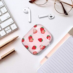 Lapac Strawberry AirPod Case Pink for Women Girl, AirPods Case Strawberry Cute Pink Fruit for Accessories Protective Hard Cover with Keychain Anti Lost Case for Wireless AirPods 2 & 1 Charging