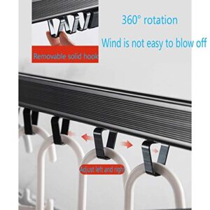 Wall-Mounted Collapsible Clothes Pole Outdoor Balcony Multifunctional Clothes Hanger Invisible Folding Drying Hanger Adjustable(Color:Black)