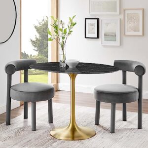 Modway Lippa Oval Artificial Marble 42" Dining Table, Gold Black