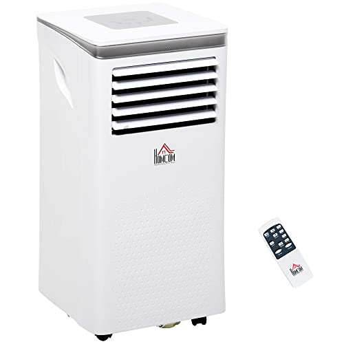 HOMCOM 8000 BTU Mobile Portable Air Conditioner for Home Office Cooling, Dehumidifier, and Ventilating, Portable AC Unit with Remote Control, 24H Timer, White