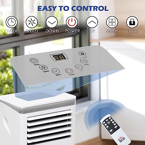 HOMCOM 8000 BTU Mobile Portable Air Conditioner for Home Office Cooling, Dehumidifier, and Ventilating, Portable AC Unit with Remote Control, 24H Timer, White