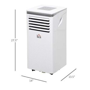 HOMCOM 8000 BTU Mobile Portable Air Conditioner for Home Office Cooling, Dehumidifier, and Ventilating, Portable AC Unit with Remote Control, 24H Timer, White