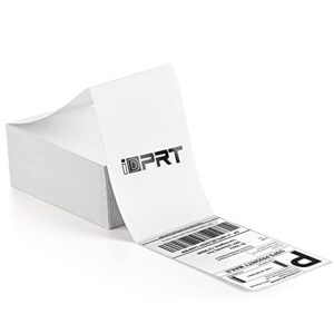 idprt shipping labels - 4×6 thermal direct shipping label, fan-fold labels, thermal shipping label for label printer, 500 labels per stack, address blank labels for office, strong adhesive labels