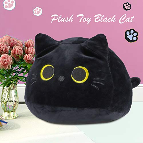 3D Black Cat Plush Toy Pillow, Cute Animal Cat-Shaped Stuffed Pillow Cushion Great Gifts / Gifted for Birthday , Valentine's Day , Christmas to Give Girlfriend，Children and Kids (Black-M(8.3"))