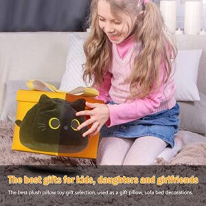 3D Black Cat Plush Toy Pillow, Cute Animal Cat-Shaped Stuffed Pillow Cushion Great Gifts / Gifted for Birthday , Valentine's Day , Christmas to Give Girlfriend，Children and Kids (Black-M(8.3"))