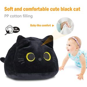 3D Black Cat Plush Toy Pillow, Cute Animal Cat-Shaped Stuffed Pillow Cushion Great Gifts / Gifted for Birthday , Valentine's Day , Christmas to Give Girlfriend，Children and Kids (Black-M(8.3"))