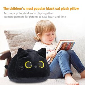 3D Black Cat Plush Toy Pillow, Cute Animal Cat-Shaped Stuffed Pillow Cushion Great Gifts / Gifted for Birthday , Valentine's Day , Christmas to Give Girlfriend，Children and Kids (Black-M(8.3"))