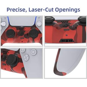 NexiGo PS5 Controller Faceplate with Thumb Grips, Replacement Shell Decoration Accessories, Grip Decorative Strip for Sony Playstation 5 DualSense Controller, Camouflage Red