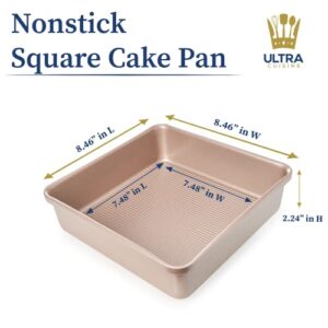 Ultra Cuisine Nonstick Square Cake Pan, Even Baking and Roasting, Easy to Clean, Durable Quality, Warp & Scratch Resistant Texture for Easy Release, Food-Safe, Size 8 x 8 inch