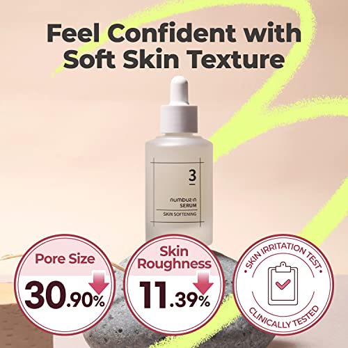 numbuzin No.3 Skin Softening Serum | Pore Care, Textured Skin, Bifida, Galactomyces, Niacinamide, Adenosine, Panthenol | Korean Skin Care for Face (1.69 Fl Oz)