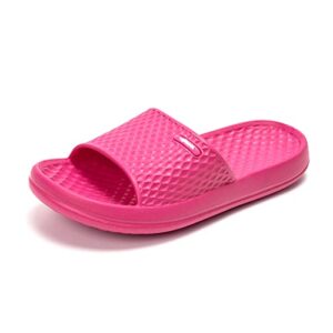 funkymonkey unisex-child shower slides, slip on water shoes for boys and girls (1 little kid, fuxia)