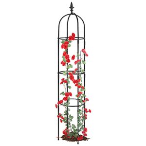 garden obelisk trellis for climbing plants, rustproof plastic coated metal plant support, garden tower trellis indoor potted plant, tomato plant cage for support rose, vegetable vines(1 pack)