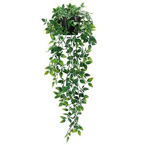 whonline artificial hanging plants small fake potted plants, faux plants for indoor outdoor aesthetic office living room shelf decor (1 pack)