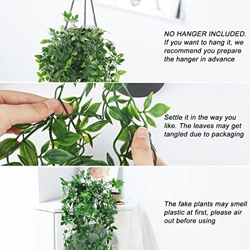 Whonline Artificial Hanging Plants Small Fake Potted Plants, Faux Plants for Indoor Outdoor Aesthetic Office Living Room Shelf Decor (1 Pack)