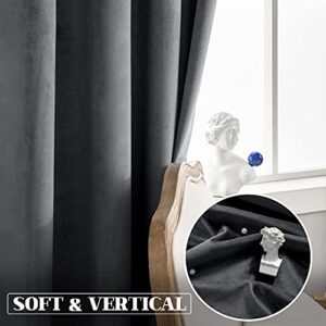 VANASEE Dark Grey Velvet Curtains for Bedroom - Blackout Curtains Room Darkening Drapes Window Treatment for Living Room with Grommet, 2 Panels(W52 x L90 Inch, Dark Grey)