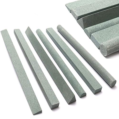 CBRIGHT Knife Sharpening Stone Set,6 pcs 180# Whetstone Set, Coarse Polishing OilStone Set for Sharpen Chisel Gouge or Most Metal Bladed Cutting Tools, Variety of Shapes (Length:150mm(appr.5.90inch))