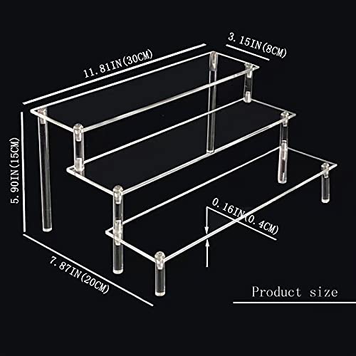 Acrylic Riser,Clear Display Risers Stand Perfume Organizer Cologne Acrylic Shelves 3 Tiered Cupcake Shelf for Amiibo Funko POP Figures Food Desserts Holder Collection Cosmetic Vendor Product