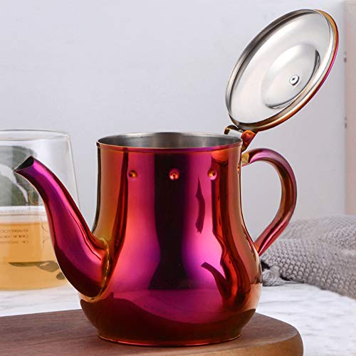 Buyer Star Stainless Steel Tea Pot with Removable Infuser, 17 Oz Pour Over Coffee Kettle for Coffee Shop, Western Restaurant, Bar and Home, Sunset Red