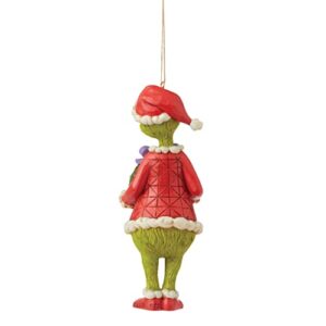 Enesco Jim Shore Dr. Seuss The Grinch Holding Wreath Hanging Ornament, 5.12 Inch, Multicolor for Christmas