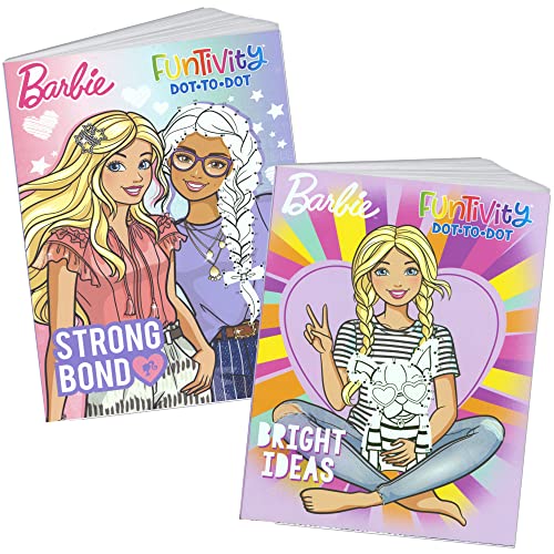 Barbie Funtivity Dot-to-Dot Activity & Coloring Book Set for Kids Toddlers - Set of 2 Books 'Bright Ideas' & 'Strong Bond'