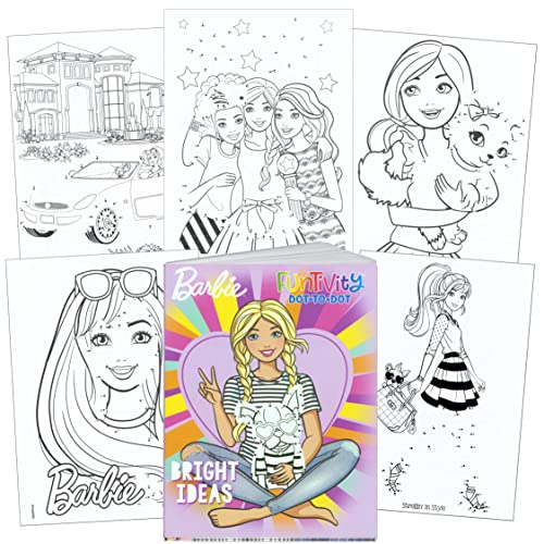 Barbie Funtivity Dot-to-Dot Activity & Coloring Book Set for Kids Toddlers - Set of 2 Books 'Bright Ideas' & 'Strong Bond'