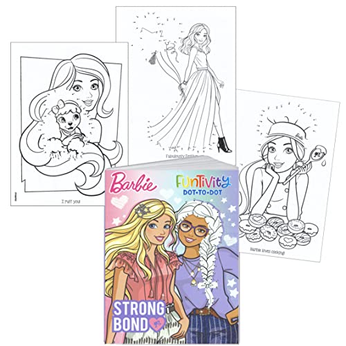 Barbie Funtivity Dot-to-Dot Activity & Coloring Book Set for Kids Toddlers - Set of 2 Books 'Bright Ideas' & 'Strong Bond'