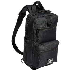 adidas originals utility crossbody sling bag with water bottle sleeve, black, one size