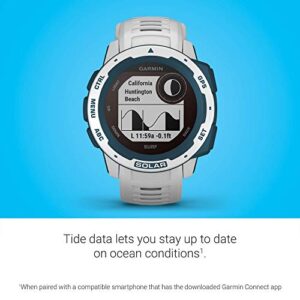 Garmin Instinct Solar Surf, Solar-Powered Rugged Outdoor Smartwatch with Tide Data and Dedicated Surfing Activity, Cloudbreak (Renewed)