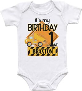 it's my first birthday bodysuit for baby boy, dump truck birthday shirt, first birthday boy outfit, the big one (12m short sleeve bodysuit)