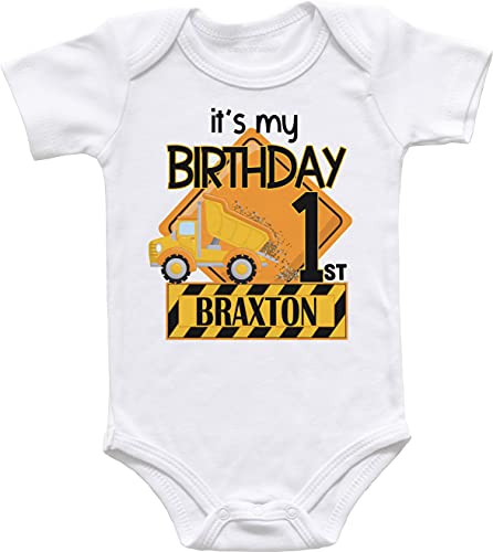 It's My First Birthday Bodysuit for Baby Boy, Dump Truck Birthday Shirt, First Birthday Boy Outfit, The Big One (12M Short Sleeve Bodysuit)