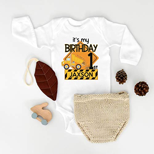 It's My First Birthday Bodysuit for Baby Boy, Dump Truck Birthday Shirt, First Birthday Boy Outfit, The Big One (12M Short Sleeve Bodysuit)