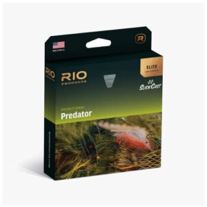 rio elite predator fly line, designed to cast large & heavy flies, low-stretch & ultra-slick performance, gray/camo/yellow/beige, 100ft, wf8f/h/i