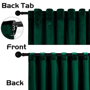 SNITIE Emerald Green 84in Long Velvet Curtains with Back Tab and Rod Pocket Soft Privacy Light Filtering Velvet Drapes for Bedroom and Living Room, Set of 2 Panels, 52 x 84Inch Long