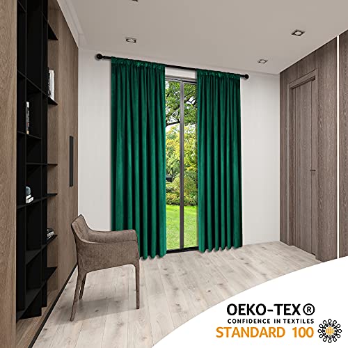 SNITIE Emerald Green 84in Long Velvet Curtains with Back Tab and Rod Pocket Soft Privacy Light Filtering Velvet Drapes for Bedroom and Living Room, Set of 2 Panels, 52 x 84Inch Long