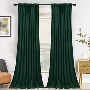 SNITIE Emerald Green 84in Long Velvet Curtains with Back Tab and Rod Pocket Soft Privacy Light Filtering Velvet Drapes for Bedroom and Living Room, Set of 2 Panels, 52 x 84Inch Long